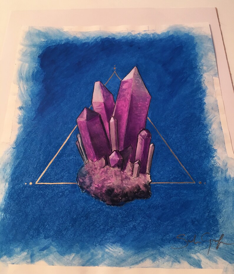 Amethyst, Gem, Crystal Art, Natural Stone, Whimsical Gem Art, Purple ...