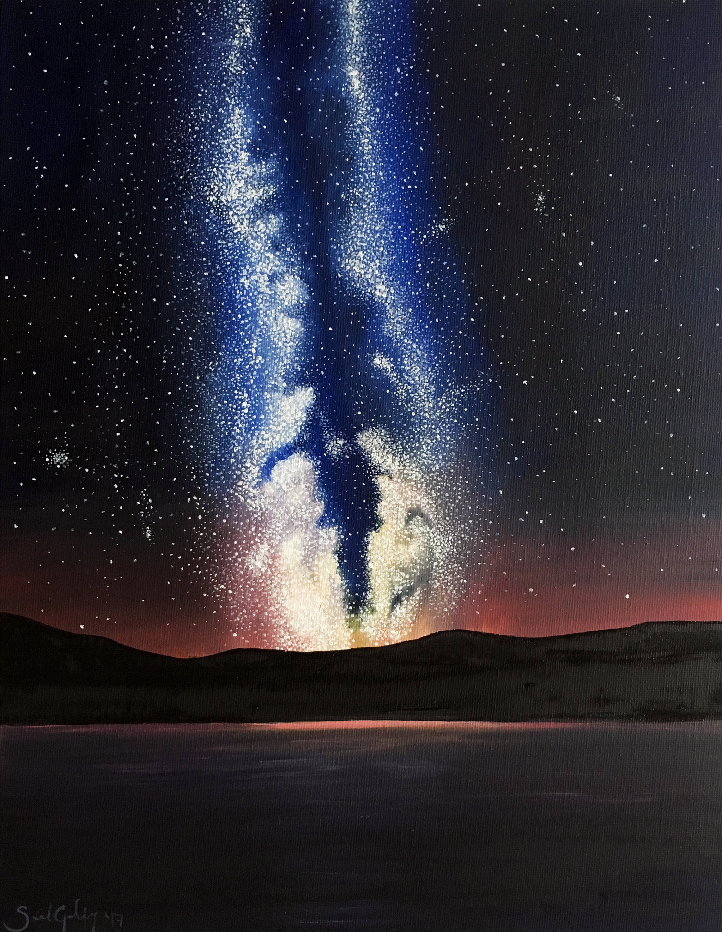 Milky Way Galaxy Painting, Star Decor, Night Sky Painting, Living Room ...