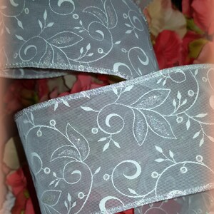 Stunning White Filigree Lace Effect French Wired Ribbon. 2.5" Wide ...