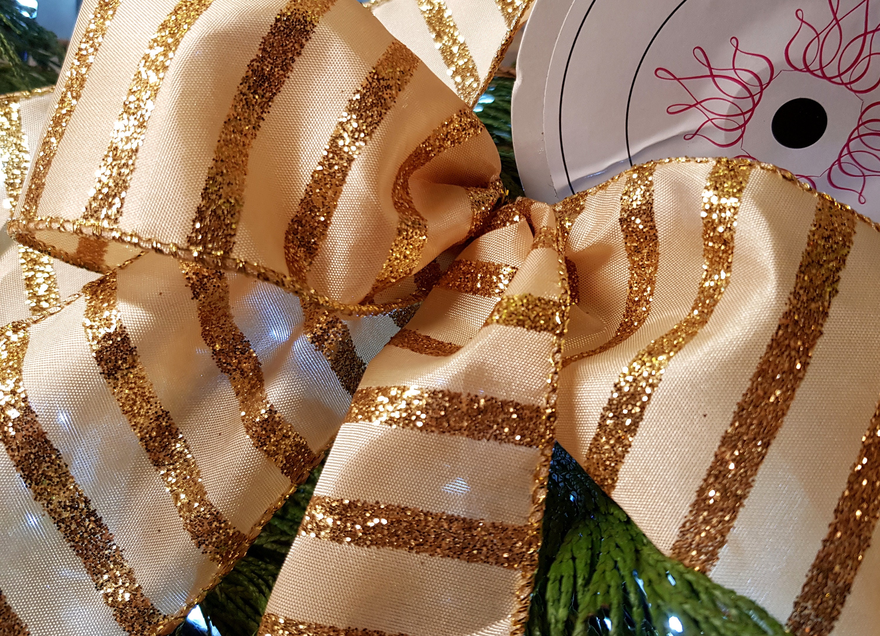 Champagne and Gold Glitter Banded Wire Edged Wired Ribbon 3M | Etsy