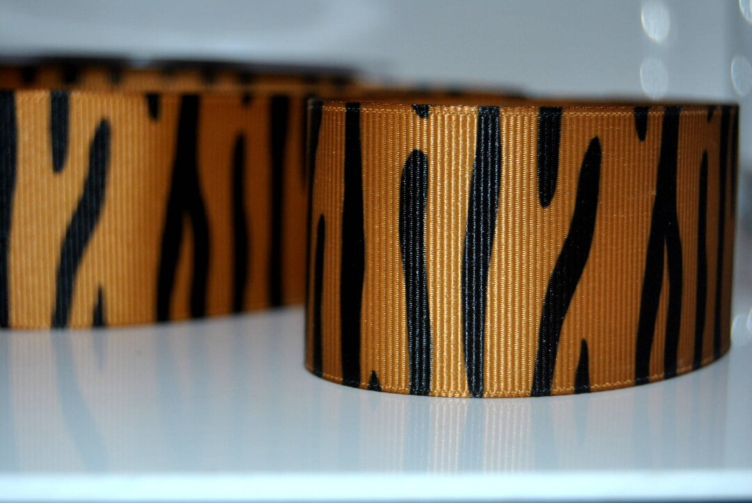 Tiger Grosgrain Animal Print Ribbon 1.5" (38mm) Wide, (price per Metre ...
