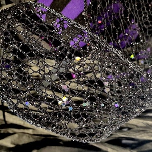 2.5" Black Glittery Cobweb Mesh Wired Edge Ribbon Halloween Decor ...