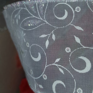 Stunning White Filigree Lace Effect French Wired Ribbon. 2.5" Wide ...