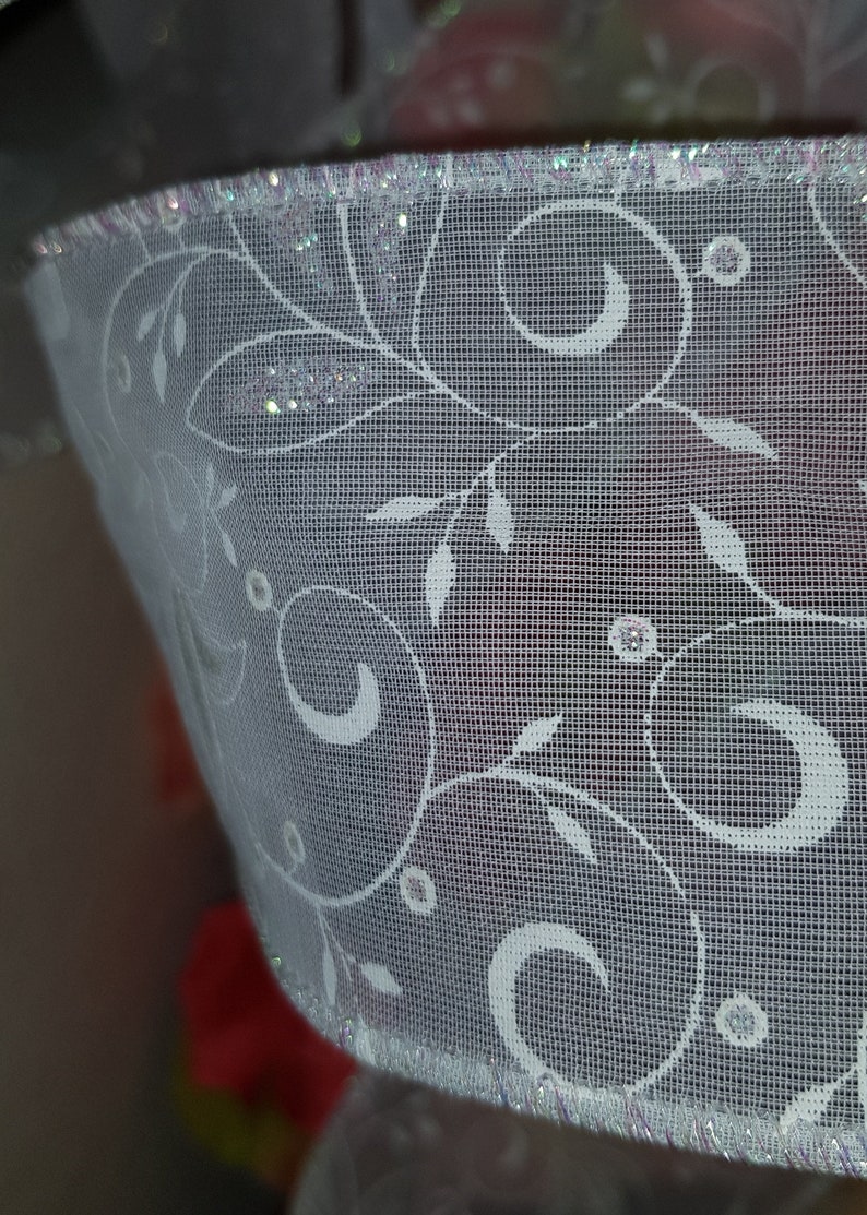 Stunning White Filigree Lace Effect French Wired Ribbon. 2.5" Wide ...