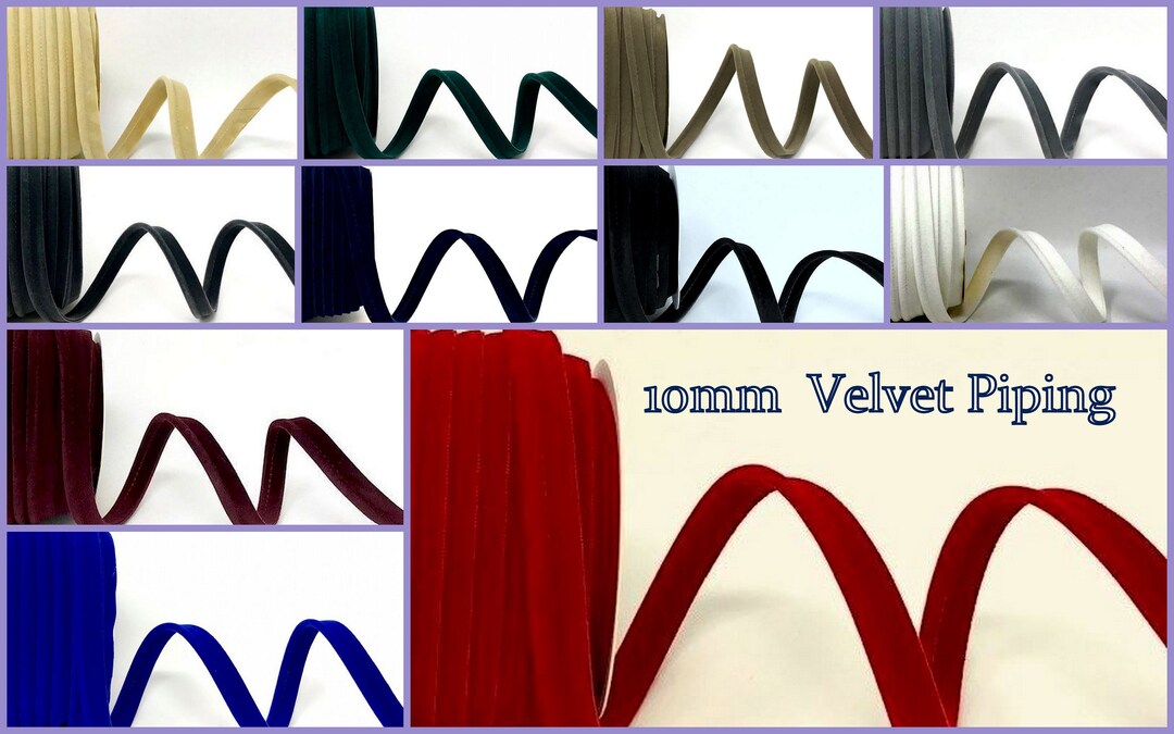 Luxury Velvet Piping Binding Cord Edge 10mm (price/metre) Uk Trim ...