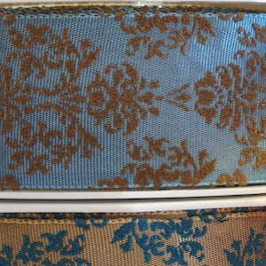 French Damask Wire Edged Wired Edge Ribbon, 1.5" Wide 15 Colours ...