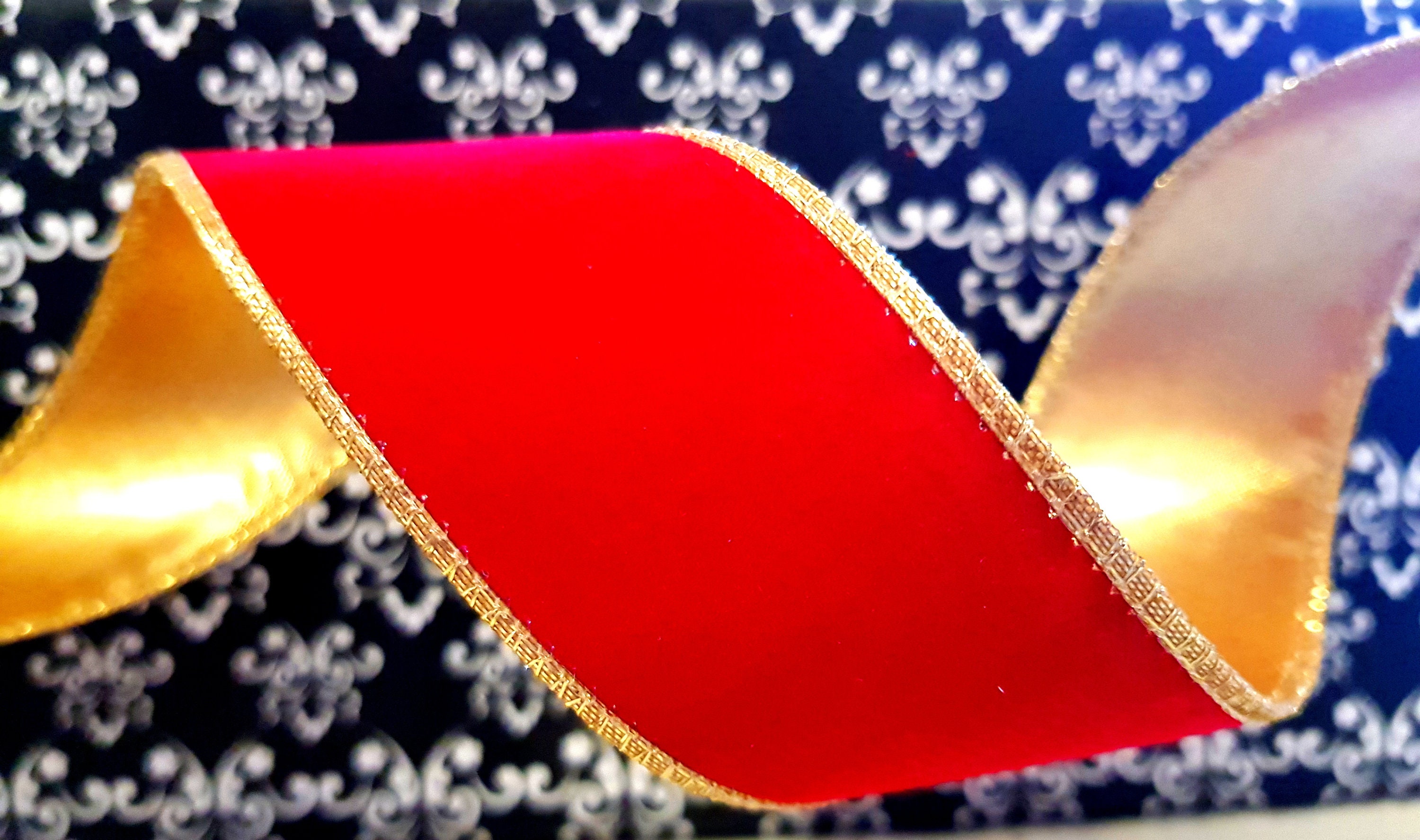 Luxurious Berry Red Velvet 1.5" or 2.5" Wide Wire Edged Ribbon With ...