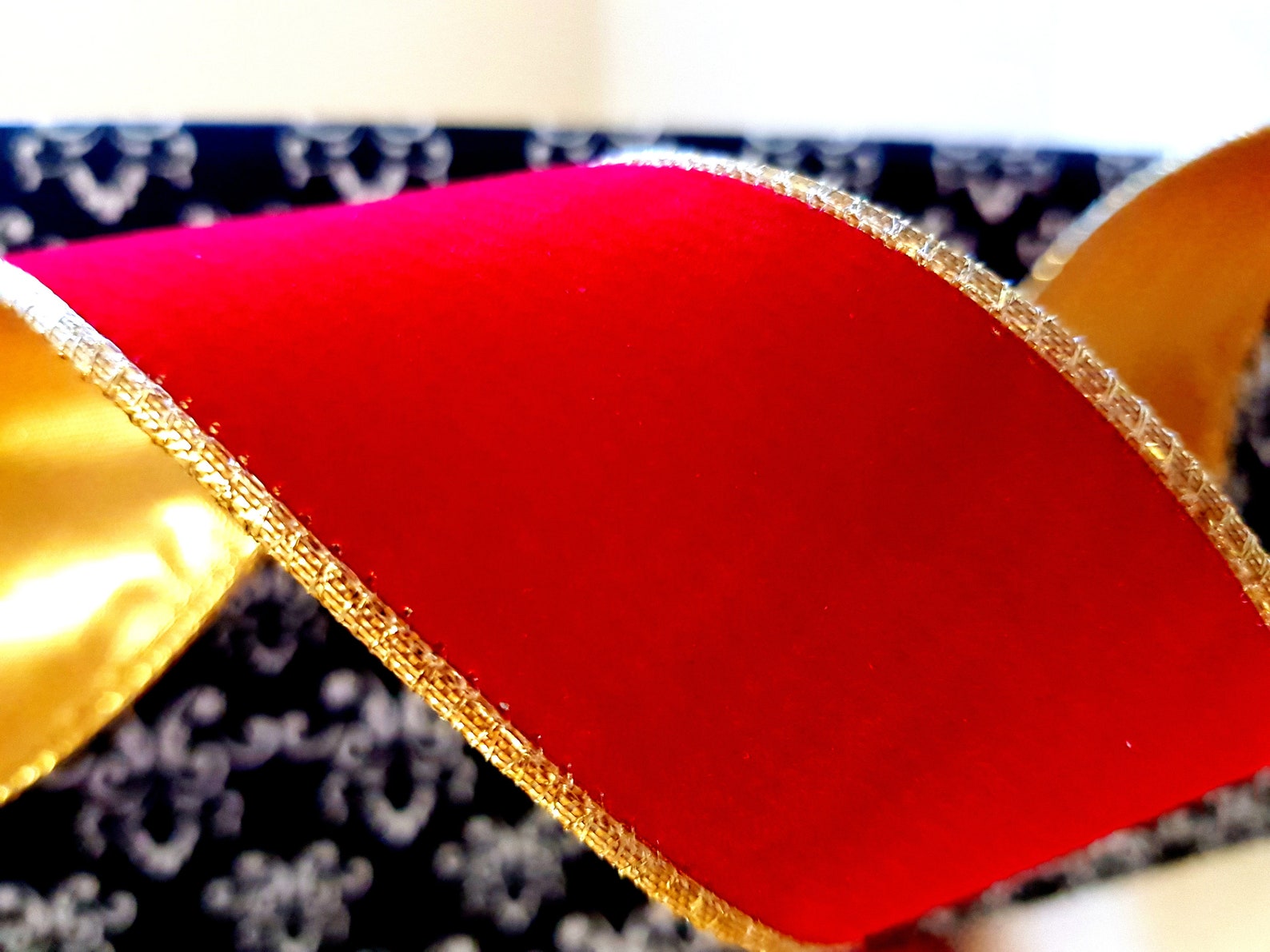 Luxurious Berry Red Velvet 1.5" or 2.5" Wide Wire Edged Ribbon With ...