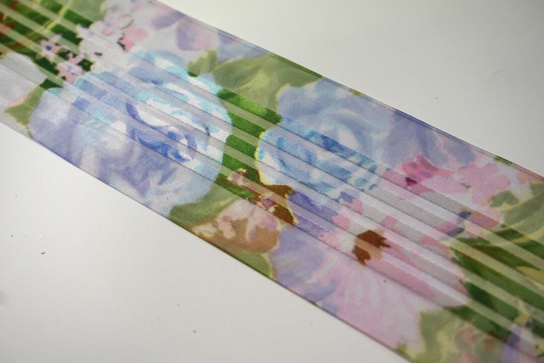 Retro Vintage Pastel Bouquet Spring Flower Wire Edged Organza Ribbon ...