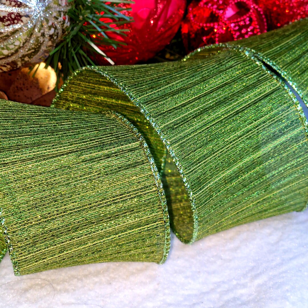 2.5" Zesty Green Ruffle Wire Wired Edge Ribbon Christmas , Wedding ...