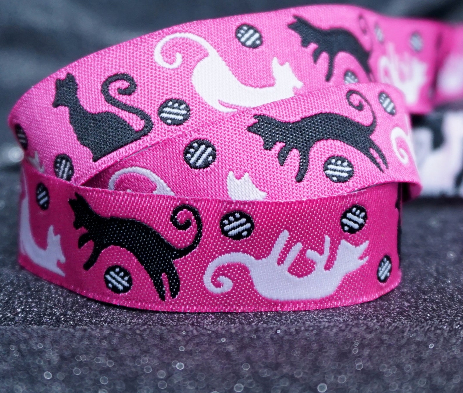Pink Cats Jacquard Ribbon 15mm Flowers Floral craft uk | Etsy