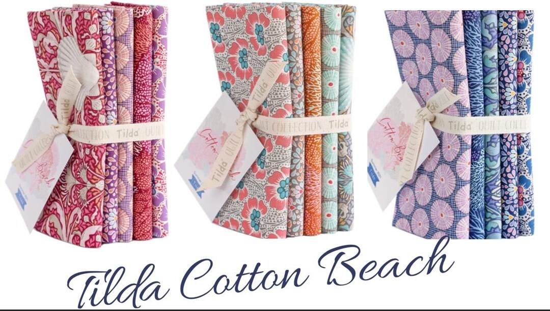Tilda 5 Fat Quarters Bundle Cotton Beach Collection Fabric Material 100 ...
