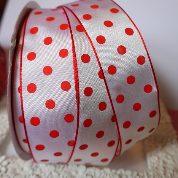Red Polka Dot Wired Ribbon - Etsy