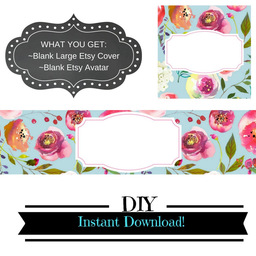 Blank Etsy Cover Floral Branding Kit Blank Facebook Instant Download ...