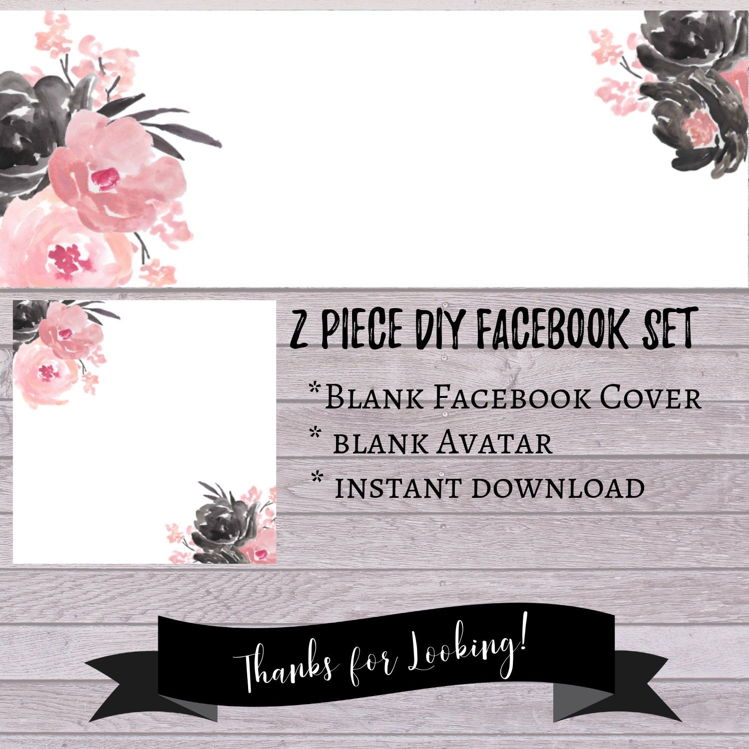 Blank Etsy Cover Floral Branding Kit Blank Facebook Instant Download ...