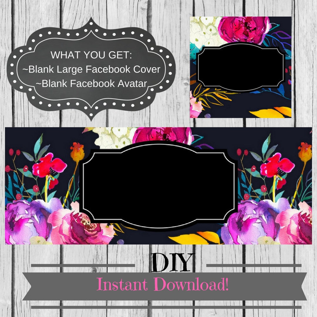 DIY Facebook Set, Black Floral Set, Tropical Flowers, Facebook Cover ...