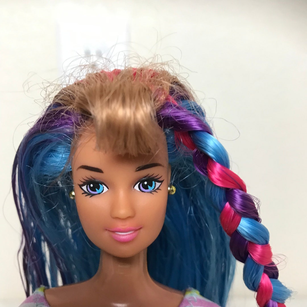 1990 Mattel Hula Hair Teresa Barbie Doll Rainbow Hair Lavender Blue ...