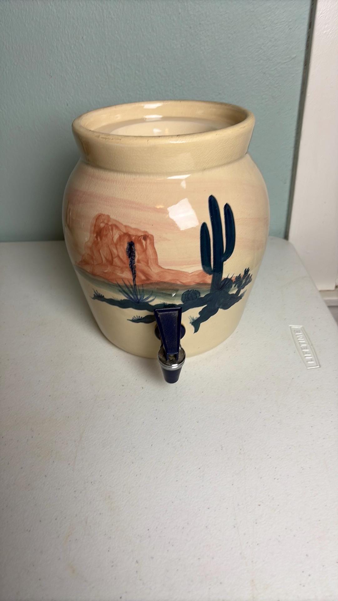 Ellis Prod Pottery Vintage Ceramic Water Dispenser With Desert Motif - Etsy