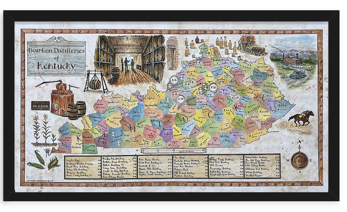 Kentucky Bourbon Map Bourbon Trail Map Distilleries Map - Etsy Canada