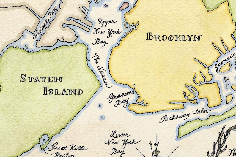 Boroughs of New York City Map, Five Boroughs Map Print, New York ...