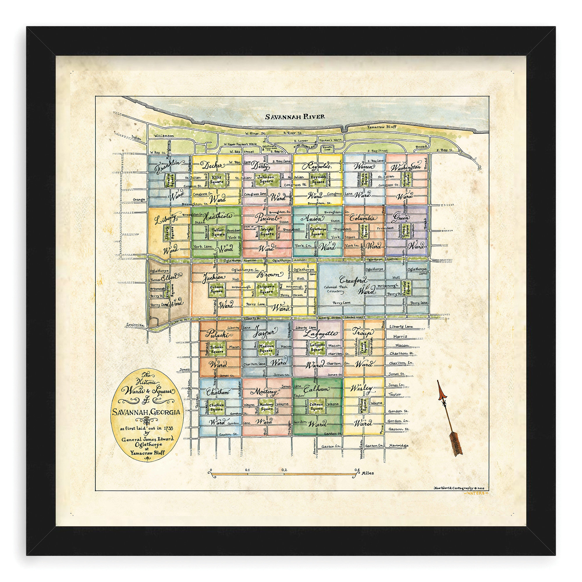 Savannah Georgia Map, Savannah Map, Historic Wards & Squares of ...