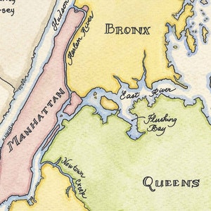 Boroughs of New York City Map, Five Boroughs Map Print, New York ...