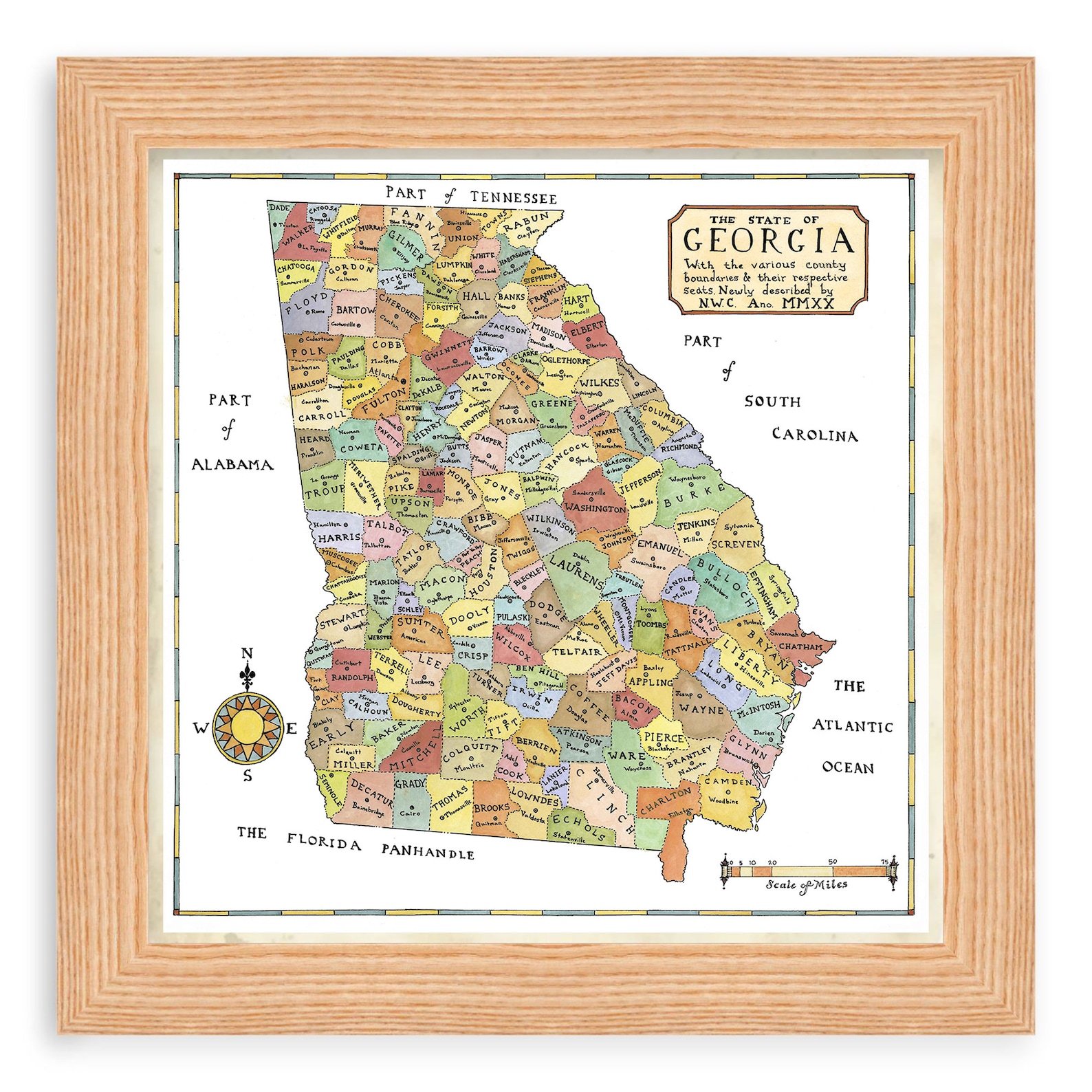 Map of Georgia, State of Georgia Map, Georgia Map, Georgia Print ...