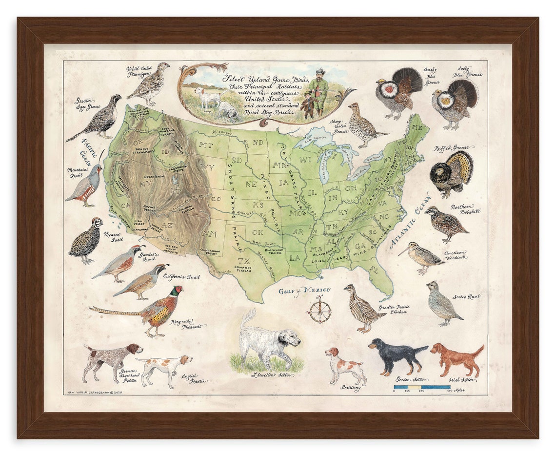 Dog Map Game Bird Pointing Dog Map Hunting Map Sportsman - Etsy Canada