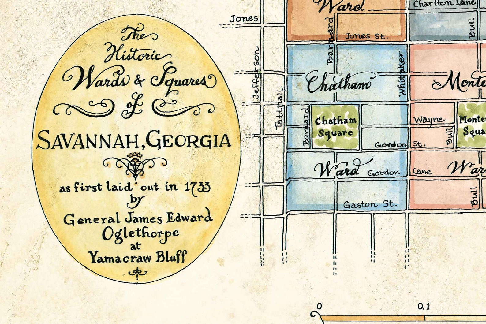 Savannah Georgia Map, Savannah Map, Historic Wards & Squares of ...