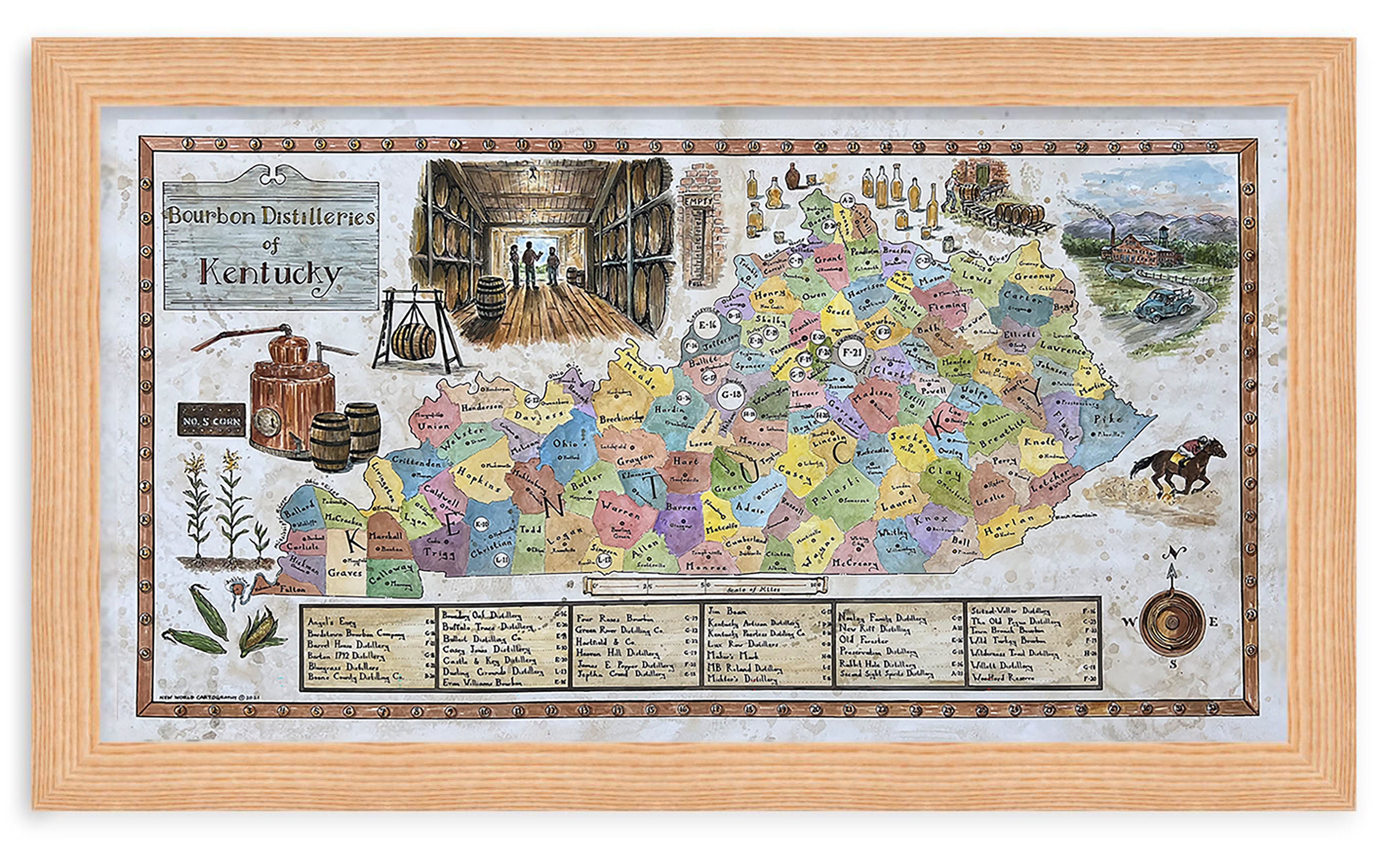 Kentucky Bourbon Map, Bourbon Trail Map, Distilleries Map, Kentucky Map ...