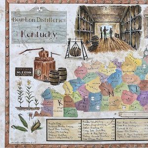 Kentucky Bourbon Map, Bourbon Trail Map, Distilleries Map, Kentucky Map ...