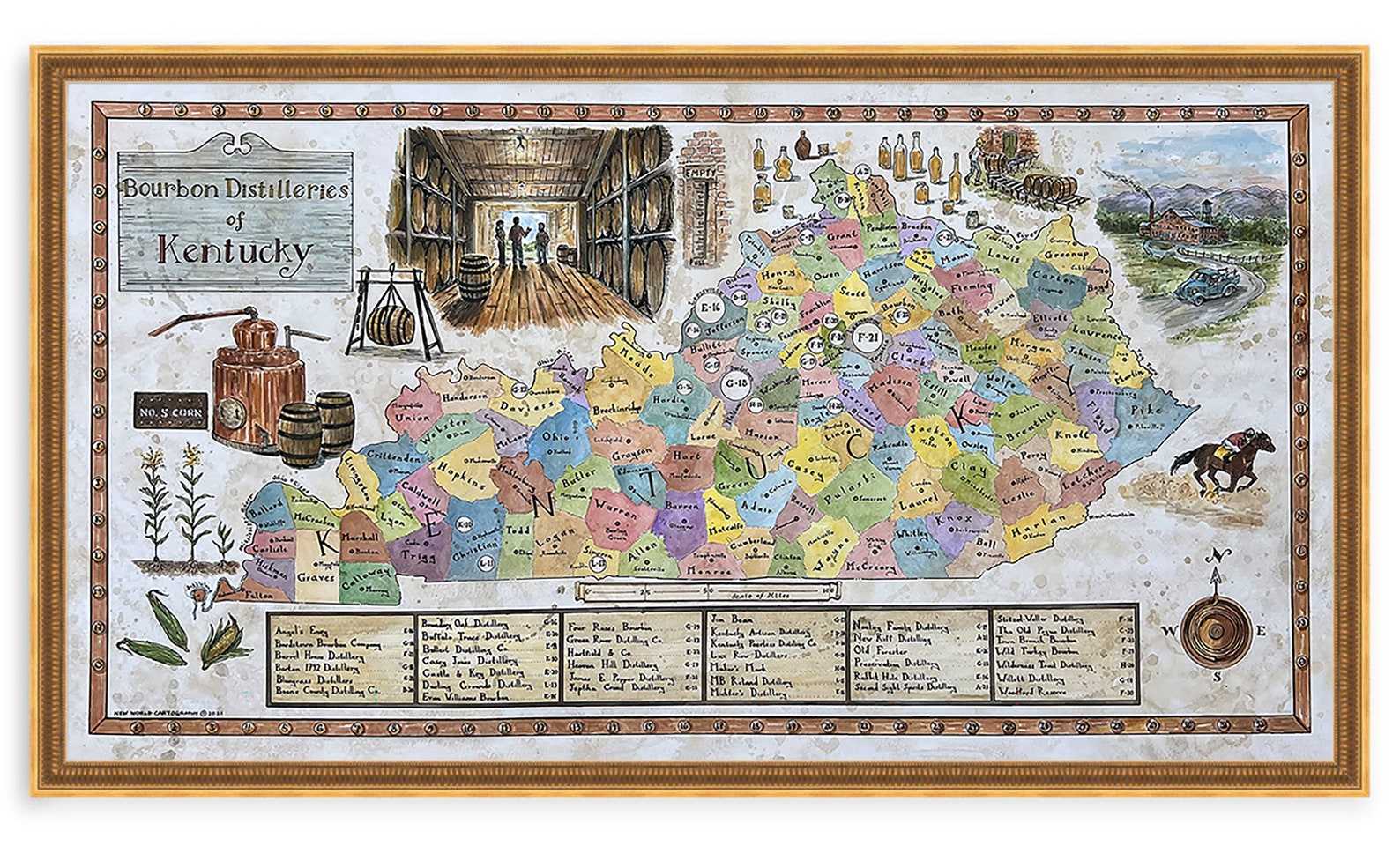 Kentucky Bourbon Map, Bourbon Trail Map, Distilleries Map, Kentucky Map ...