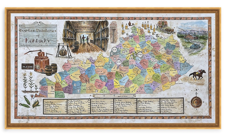 Kentucky Bourbon Map Bourbon Trail Map Distilleries Map - Etsy Canada