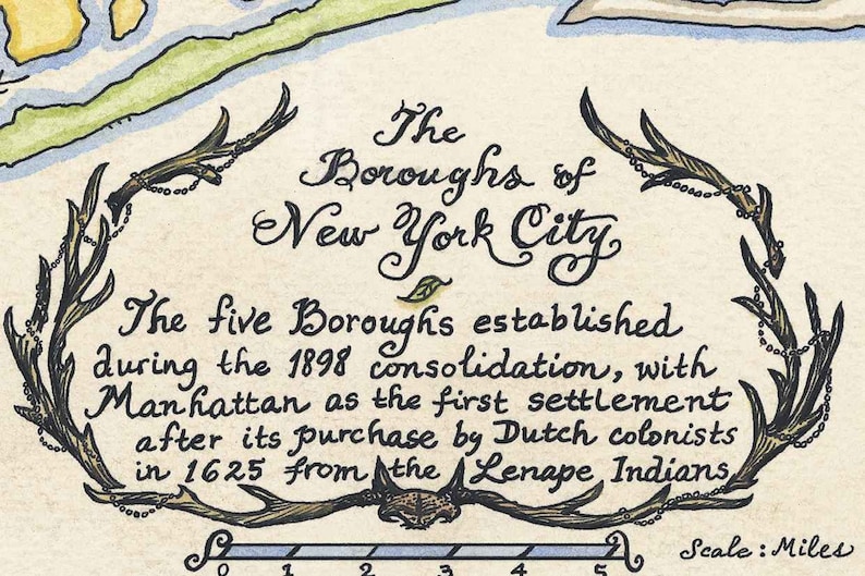 Boroughs of New York City Map, Five Boroughs Map Print, New York ...