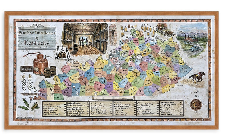 Kentucky Bourbon Map Bourbon Trail Map Distilleries Map - Etsy Canada