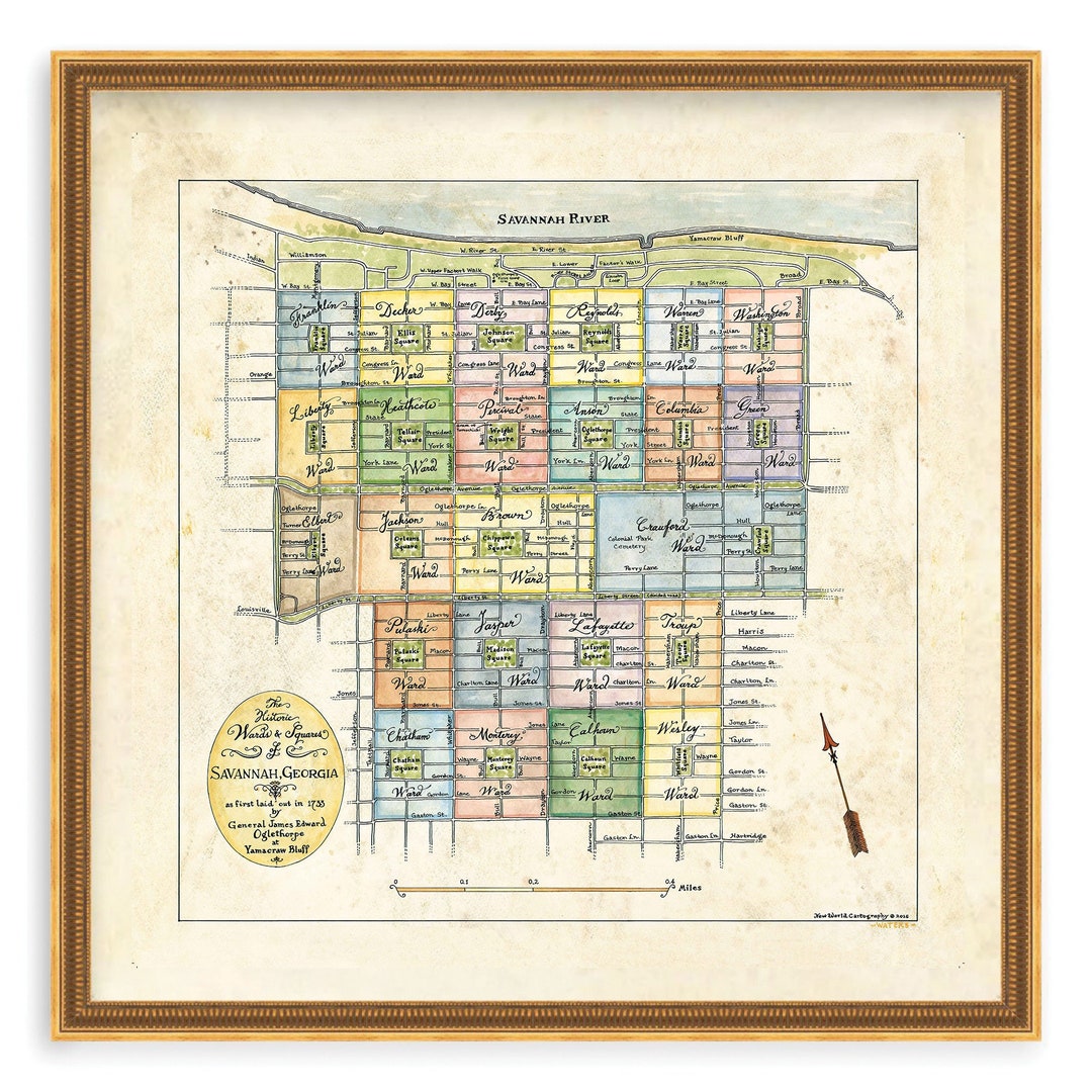 Savannah Georgia Map, Savannah Map, Historic Wards & Squares of ...