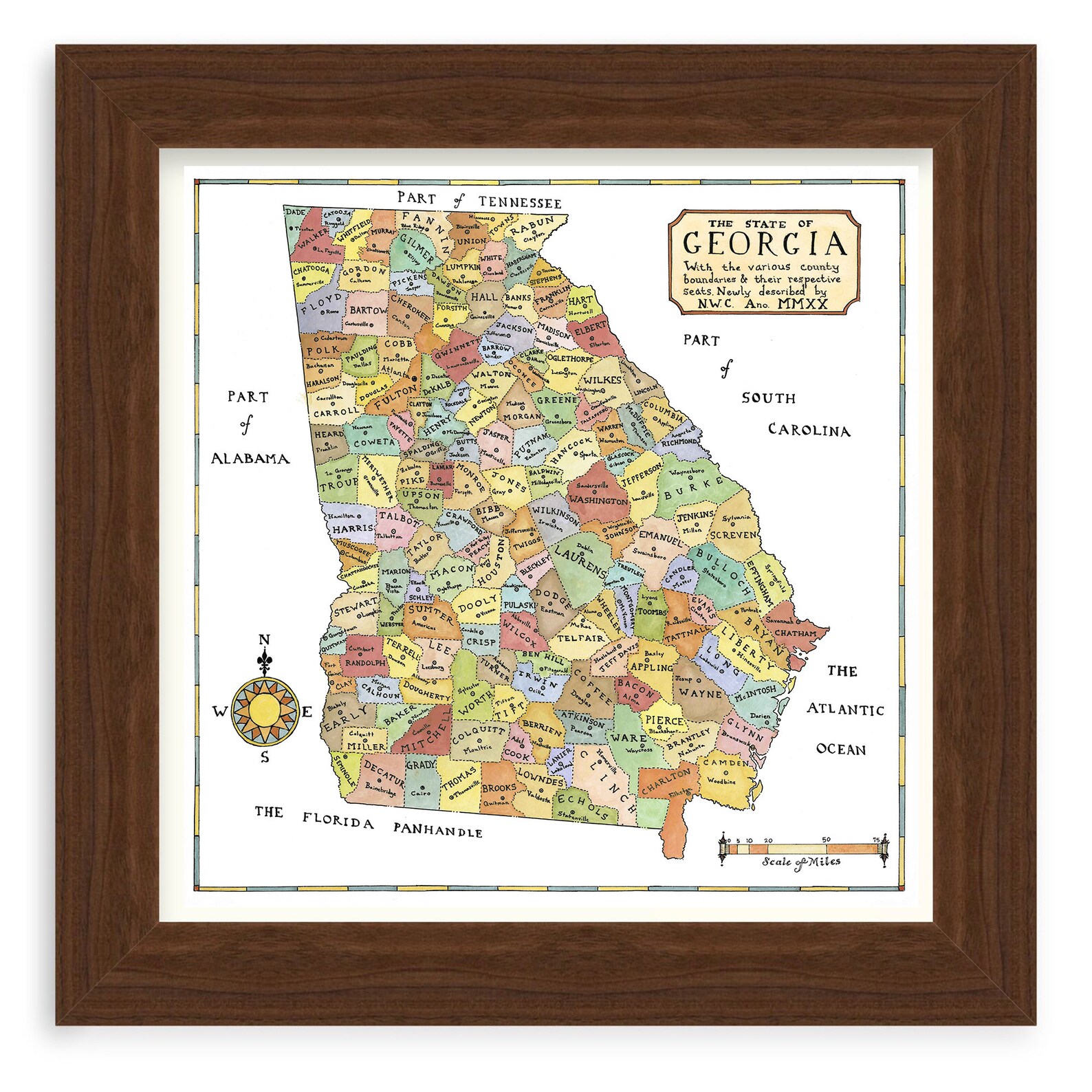 Map of Georgia, State of Georgia Map, Georgia Map, Georgia Print ...