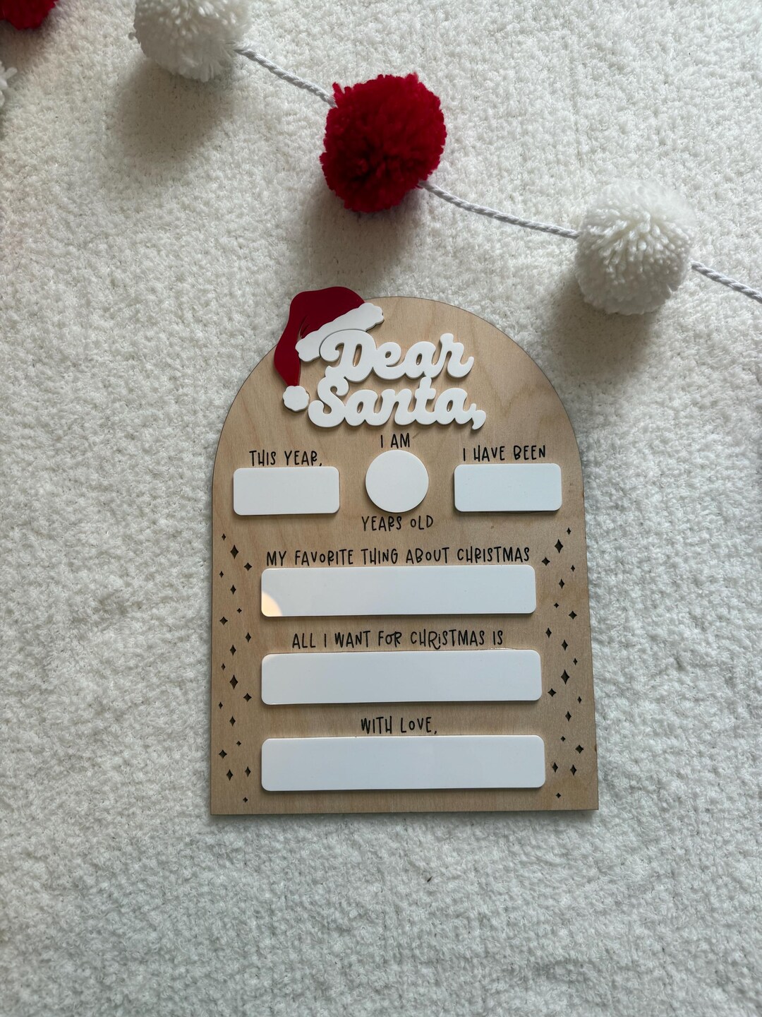 Dear Santa Board, Dear Santa Sign, Dry Erase Board, Kids Christmas Sign ...