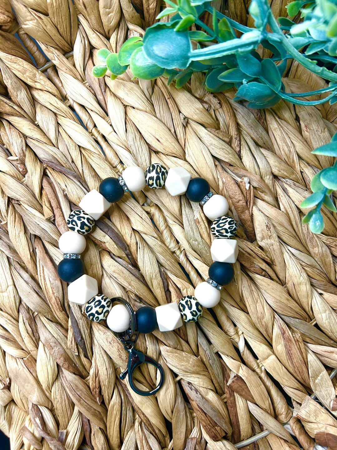 Cheetah Silicone Bead Wristlet, Silicone Keyring, Keyring Bracelet ...