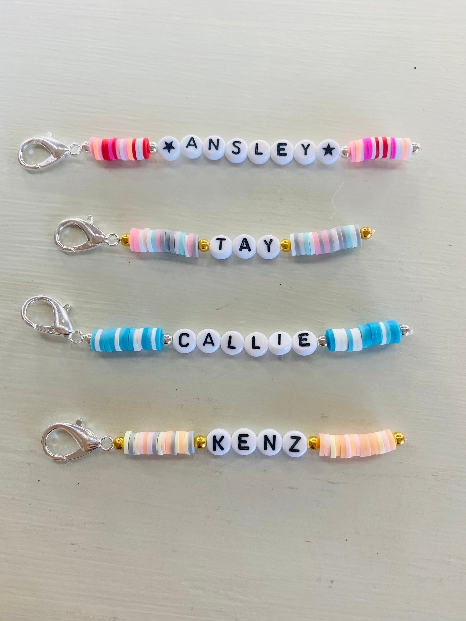 Beaded Keychain Custom Bead Keychain Custom Name Keychain - Etsy