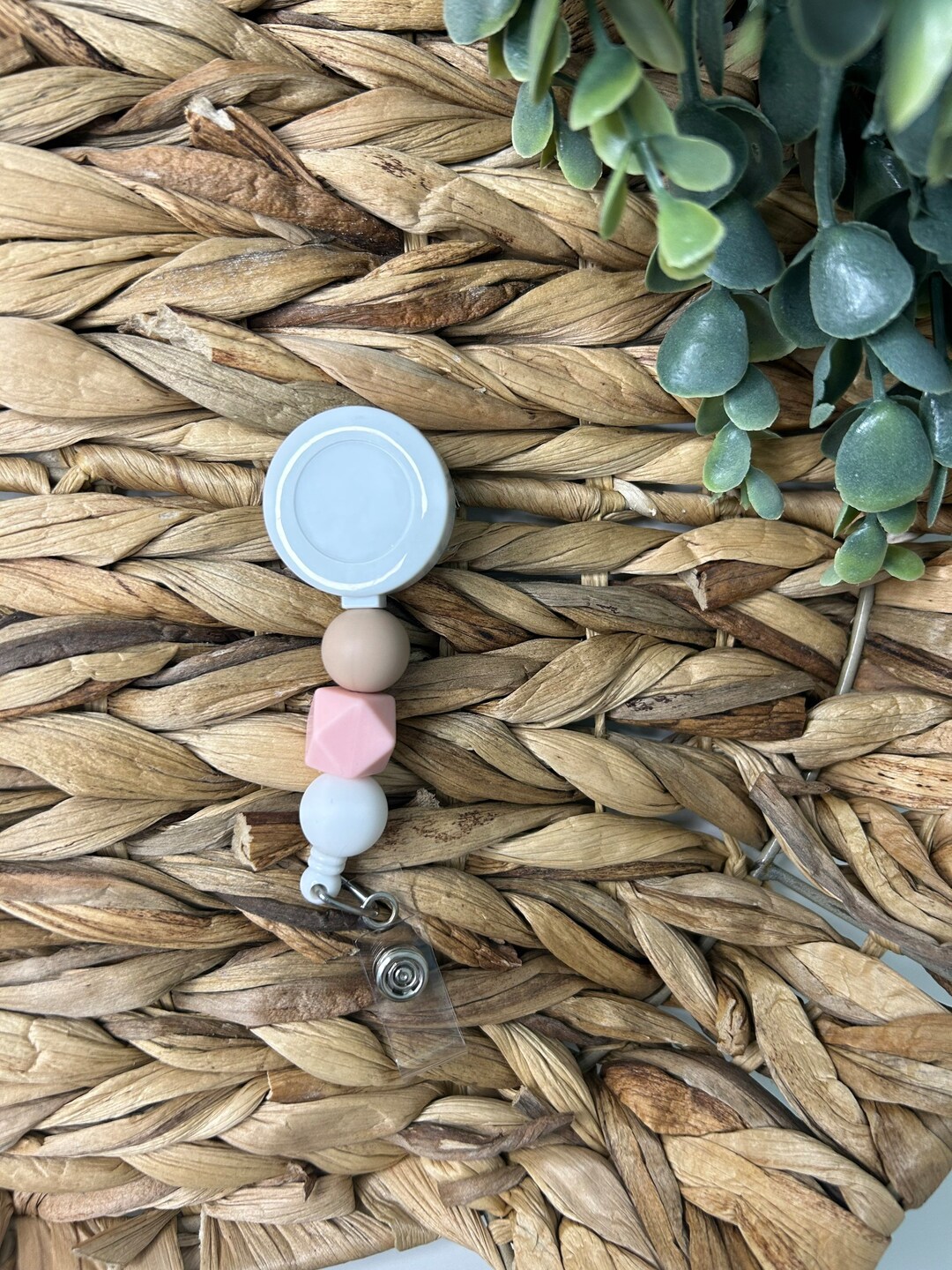 Neutral Badge Reel, Interchangeable, RN Badge, Beaded Badge Reel ...