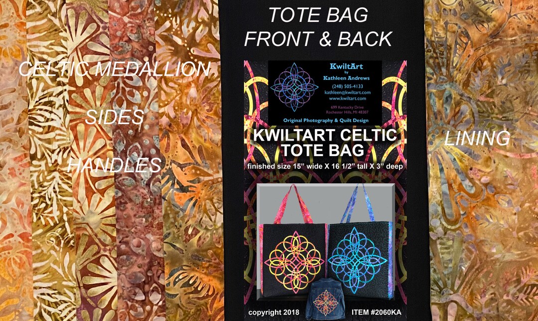 Kwiltart Celtic Tote Bag Kit - Warm Brown Orange - Etsy