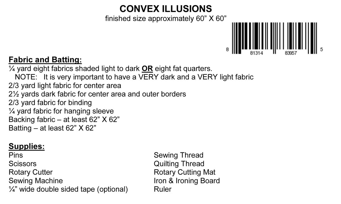 Convex Illusions Quilt Pattern - Etsy