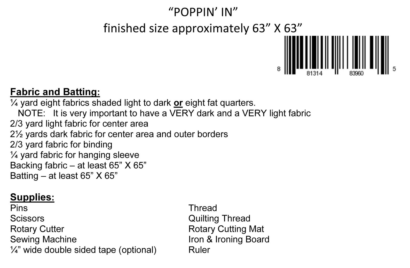 Poppin in Quilt Pattern Digital File Download - Etsy