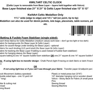 Kwiltart Celtic Clock Quilt Pattern Digital File Download - Etsy