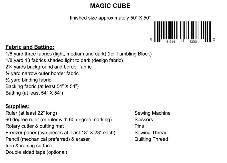 Magic Cube Quilt Pattern Digital File Download - Etsy