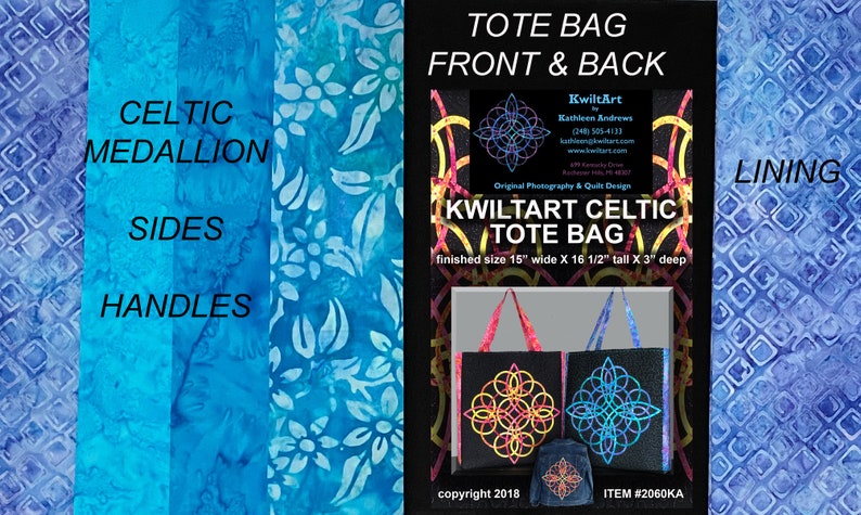 Kwiltart Celtic Tote Bag Kit - Blue Turquoise Lavender - Etsy