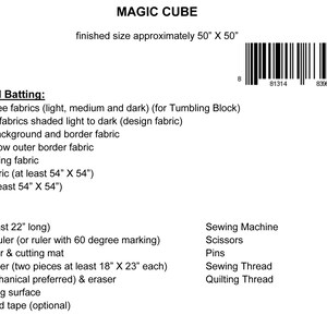 Magic Cube Quilt Pattern - Etsy