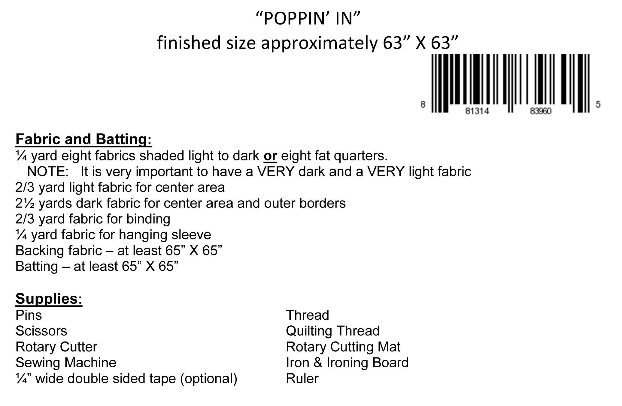 Poppin in Quilt Pattern - Etsy
