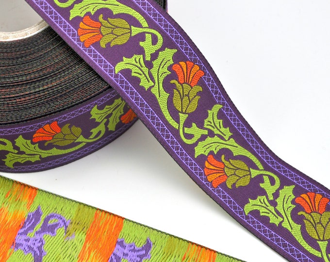 1.5 Jacquard Ribbon Thistle Jacquard in Purple - Etsy
